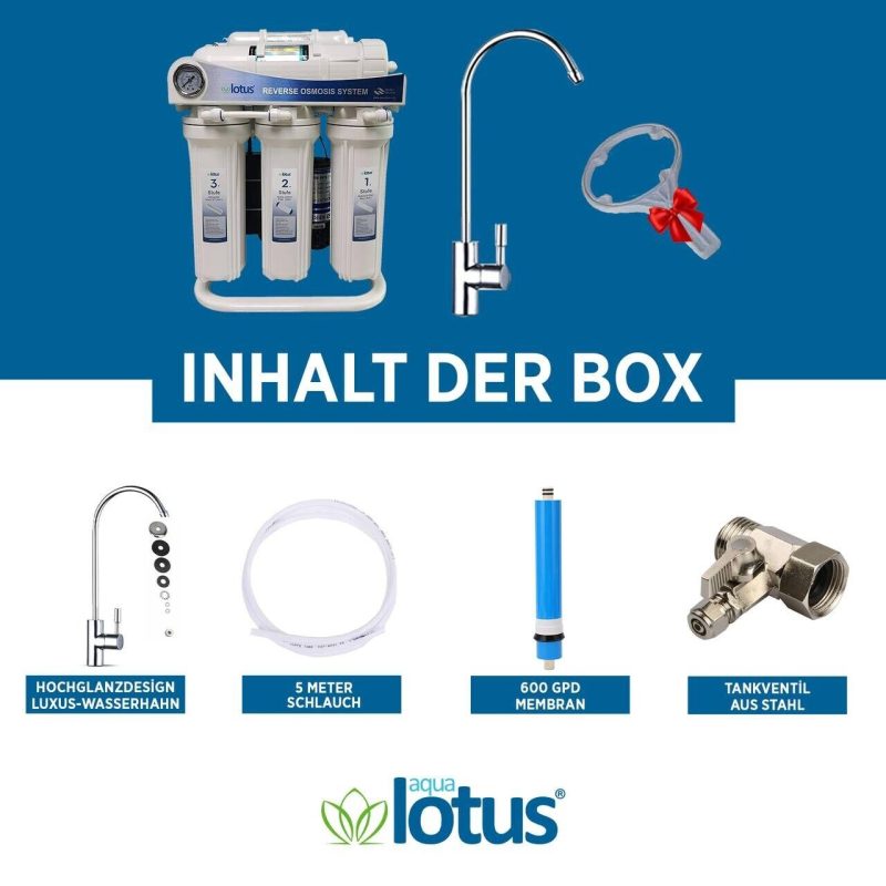 Aqualotus Osmoseanlage Umkehrosmose Anlage 600 GPD direct flow – Optimum Store
